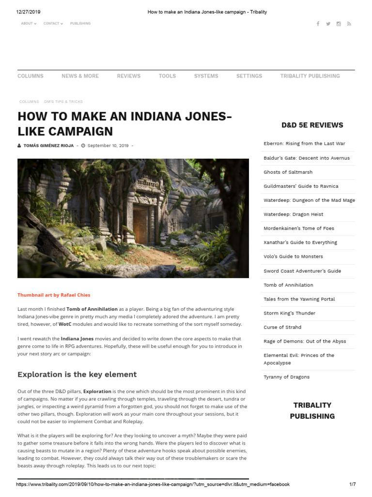 How To Make An Indiana Jones-Like Campaign | PDF | Dungeons & Dragons ...
