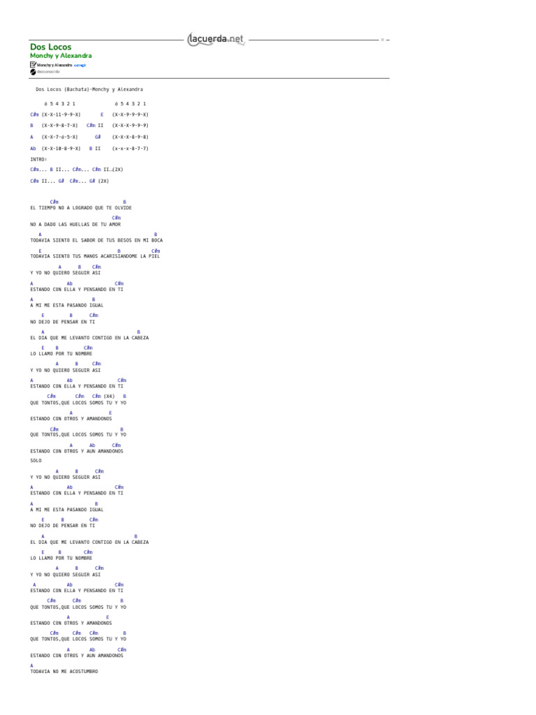 Letras y Acordes de "Dos Locos" | PDF