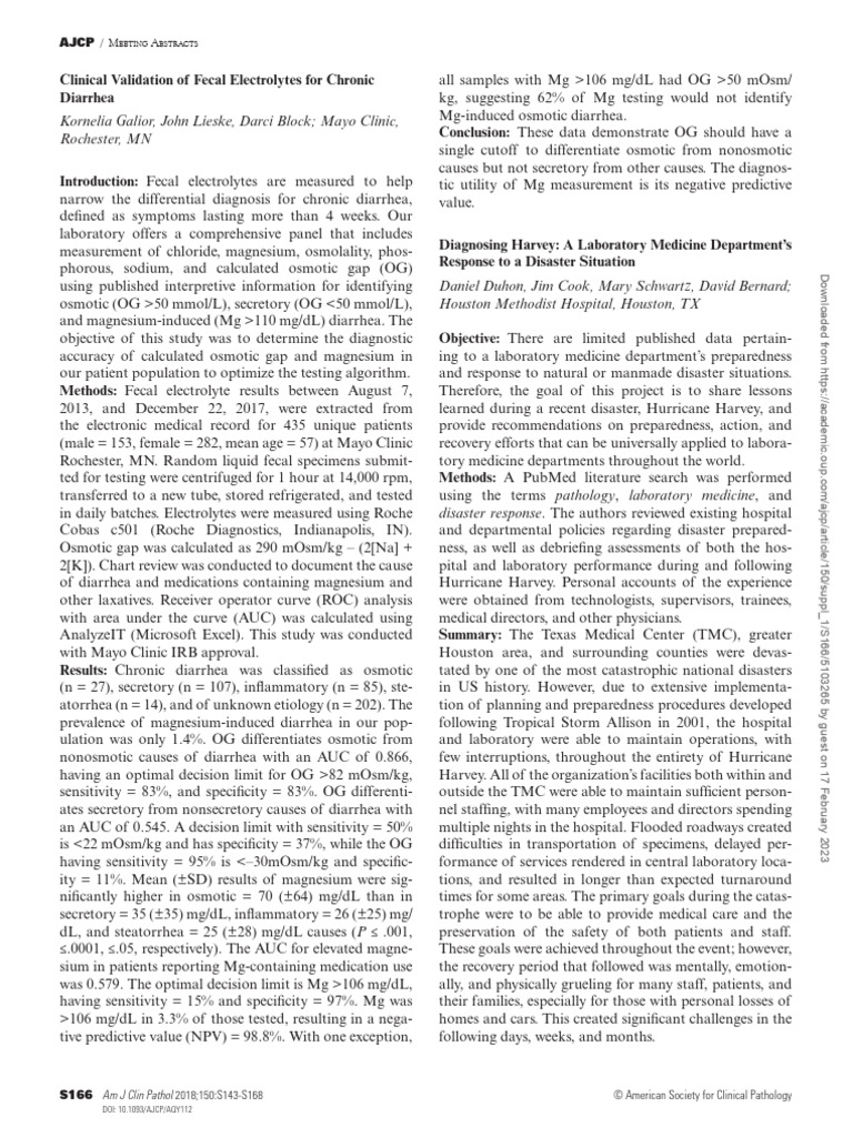 Fecal Electrolytes in Chronic Diarrhea | PDF | Lipopolysaccharide ...