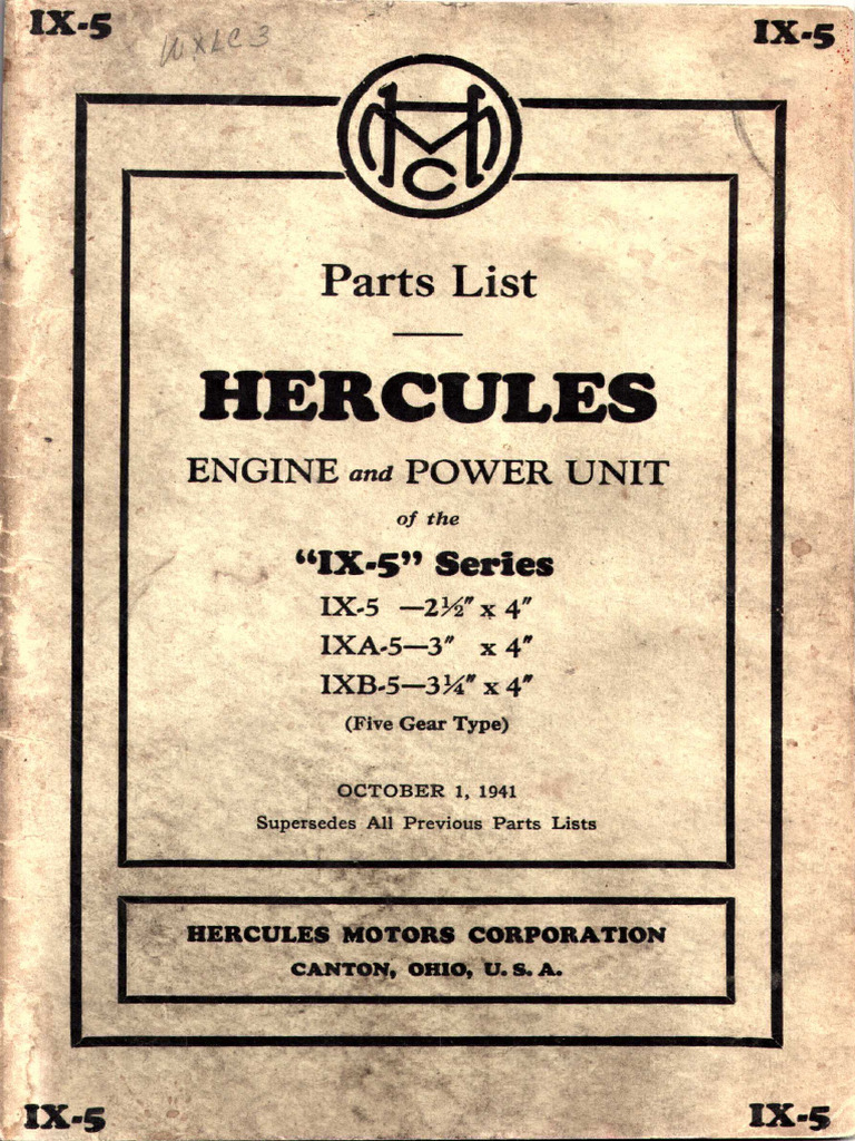 Hercules Ix Series Ix5-Ixa5 Ixb5 Parts | PDF | Valve | Piston
