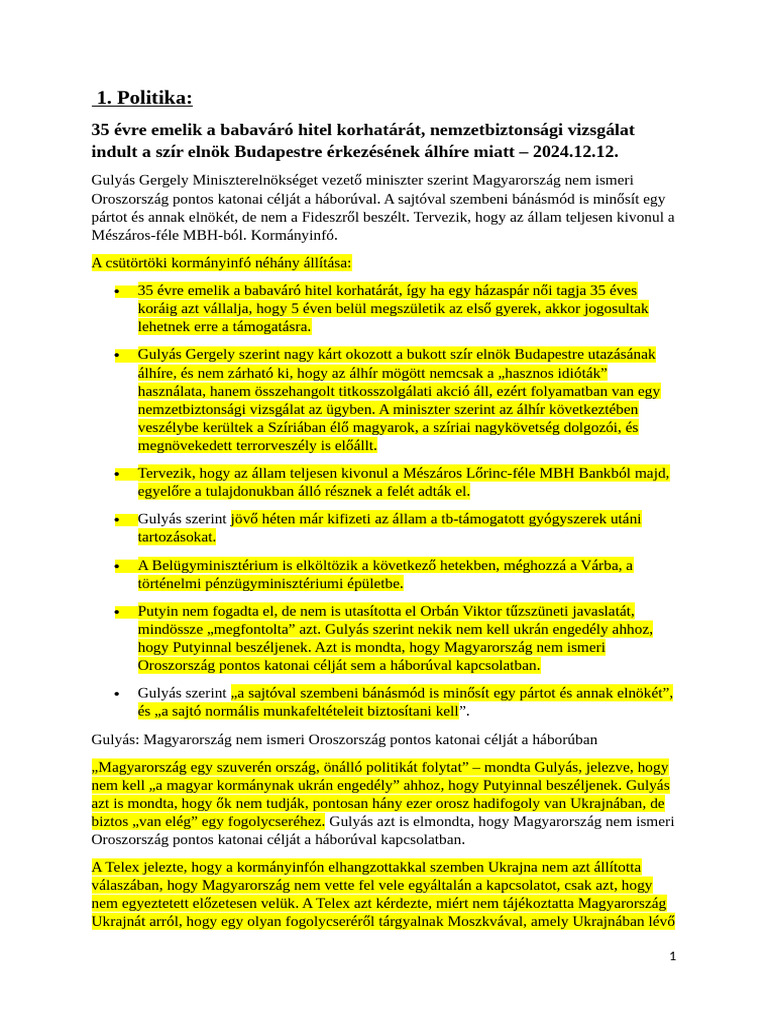 Hungary News 2024.12.12 | PDF