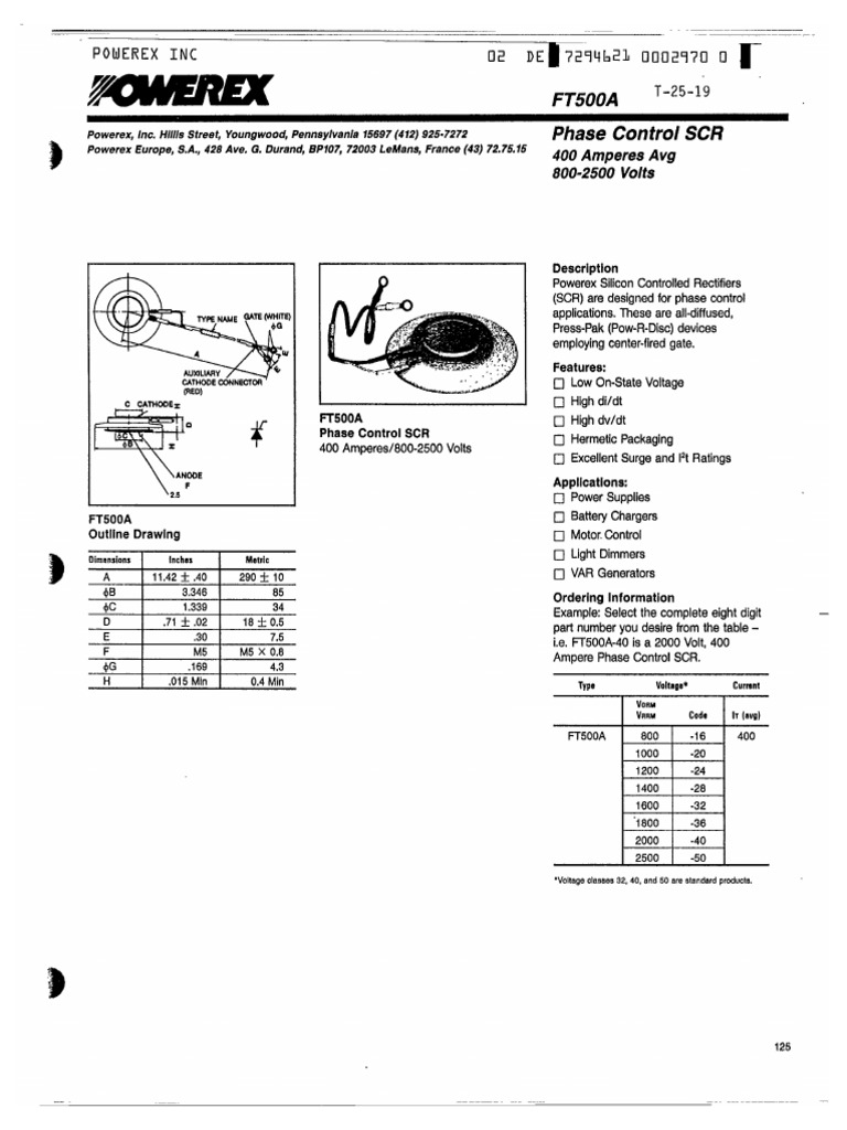 STD 20 - Thyristor FT500A - 363229 | PDF