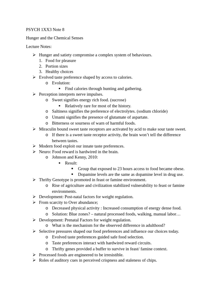 Hunger, Satiety, and Taste Preferences | PDF | Taste | Leptin