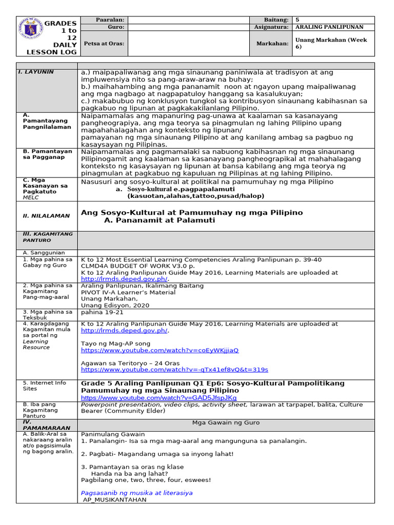 Co1 DLP Aralpan5 Q1 Week6 | PDF