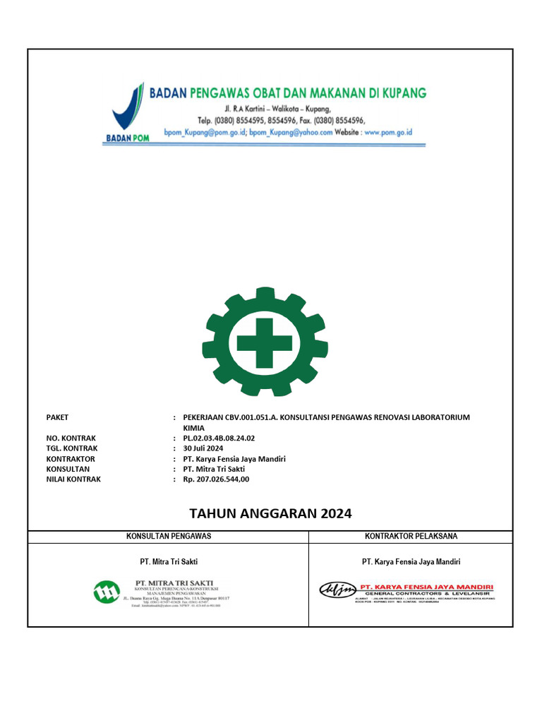 LAPORAN K3 BPOM - Bulan 1 | PDF