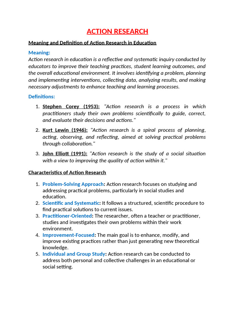 ACTION RESEARCH | PDF | Action Research | Teachers