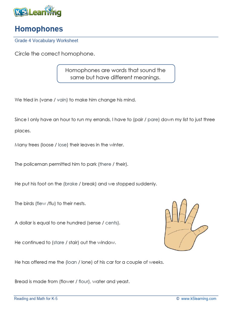 Grade 4 Homophones 2 | PDF