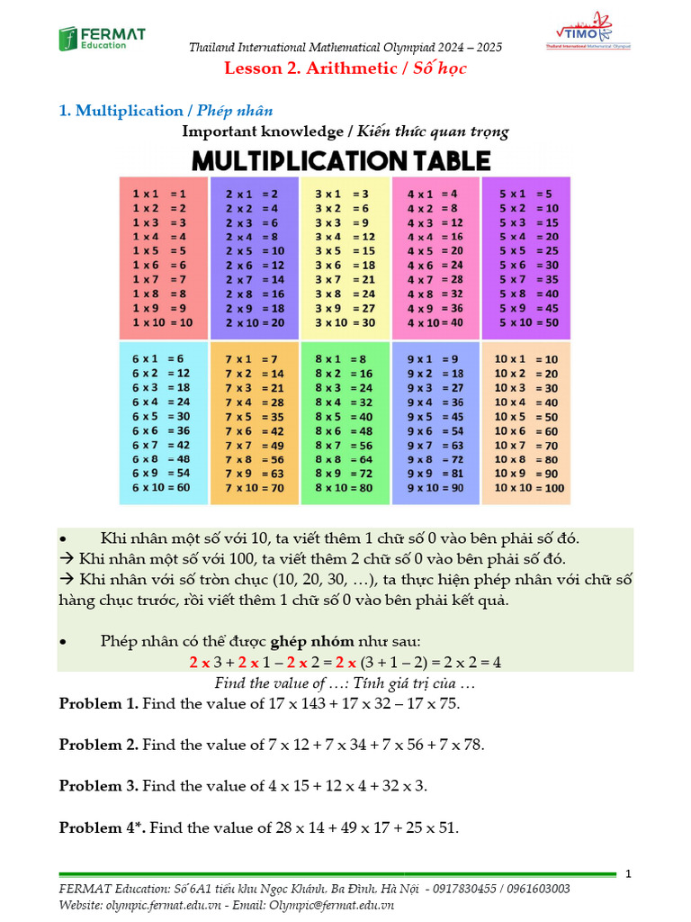 2A1 - Lesson 2. Arithmetic | PDF