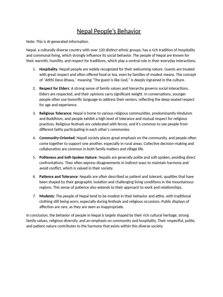 Nepali People's Social Behavior Insights | PDF | Nepal | Community