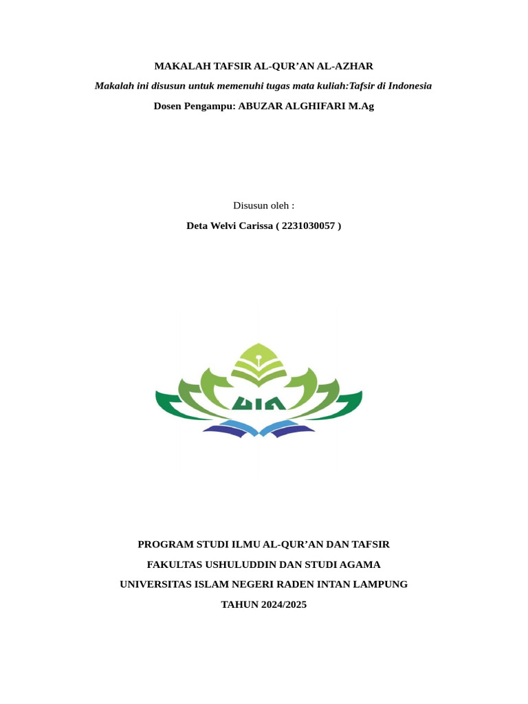 Tafsir Al-Azhar Deta | PDF