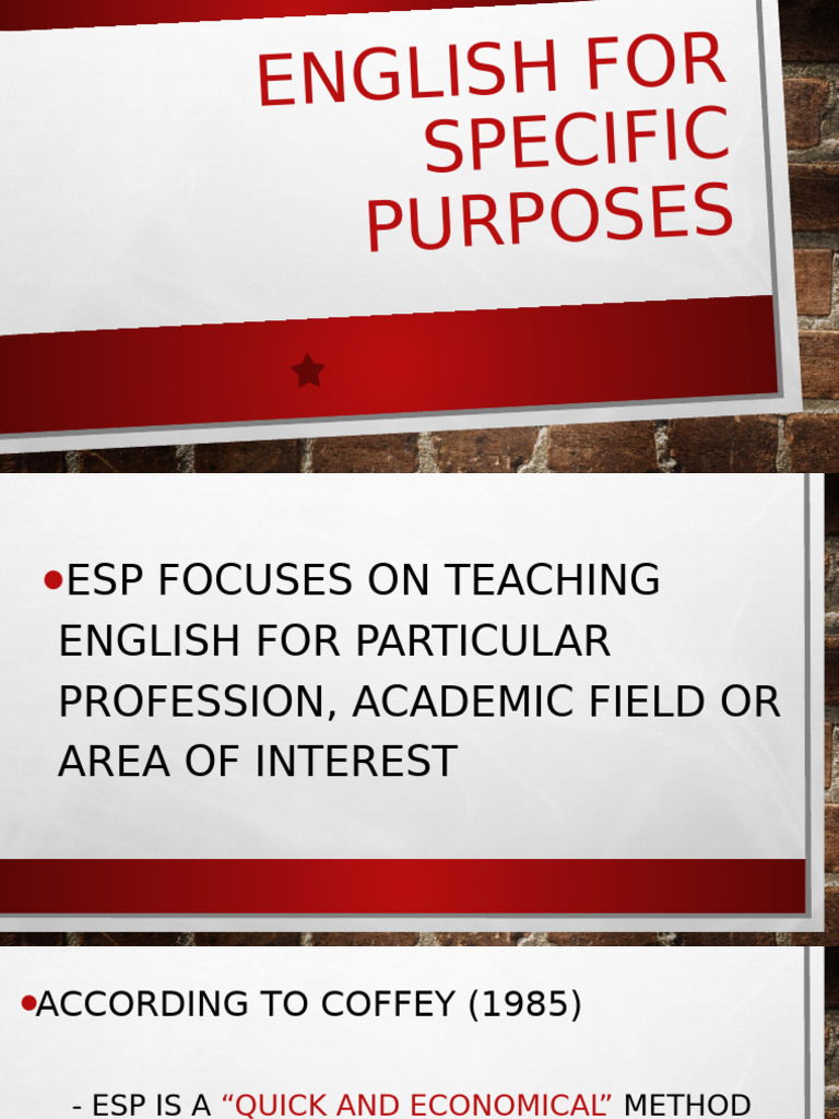 English For Specific Purposes Maam L | PDF