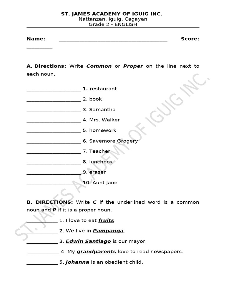English 2 Worksheet | PDF