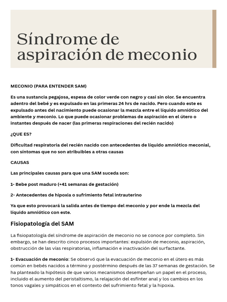 Líquido amniótico con meconio: aspectos clave | PDF | Feto | Parto