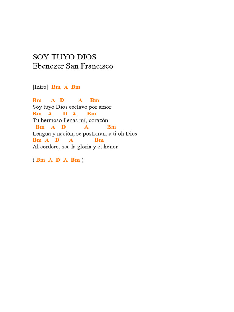 Letras y acordes de "Soy tuyo Dios" | PDF