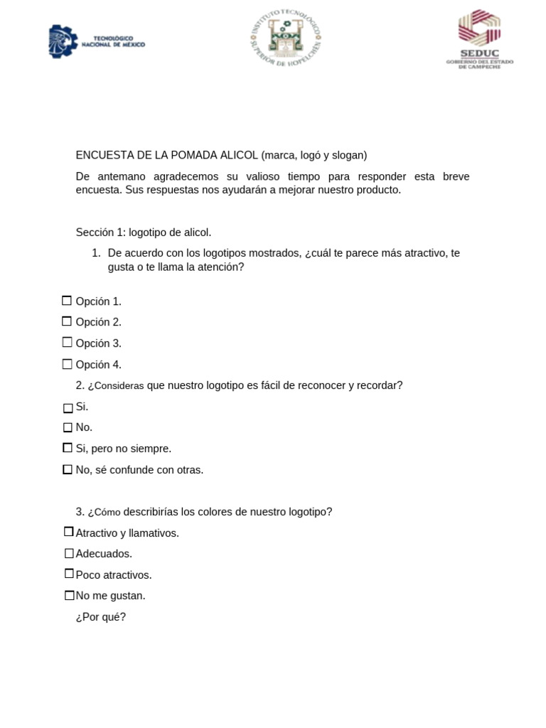 Encuesta de La Pomada Alicol | PDF