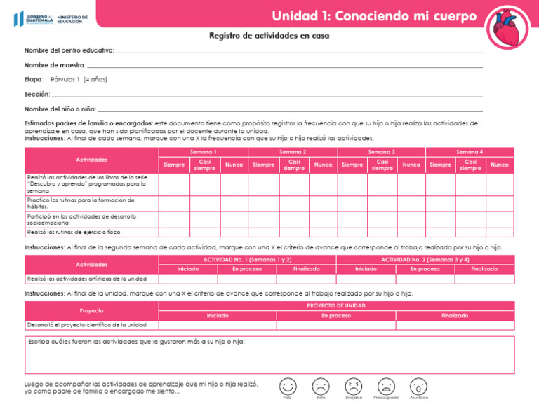 U1 4a Registro | PDF | Educación de la primera infancia | Aprendizaje