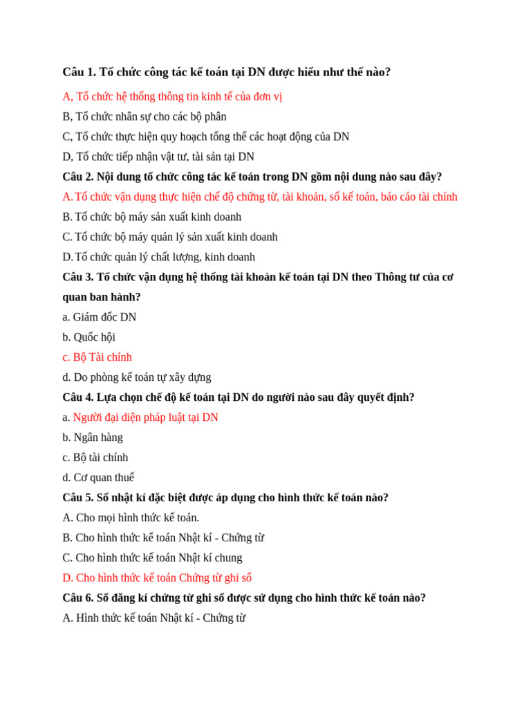 Đề trắc nghiệm TCCTKT | PDF