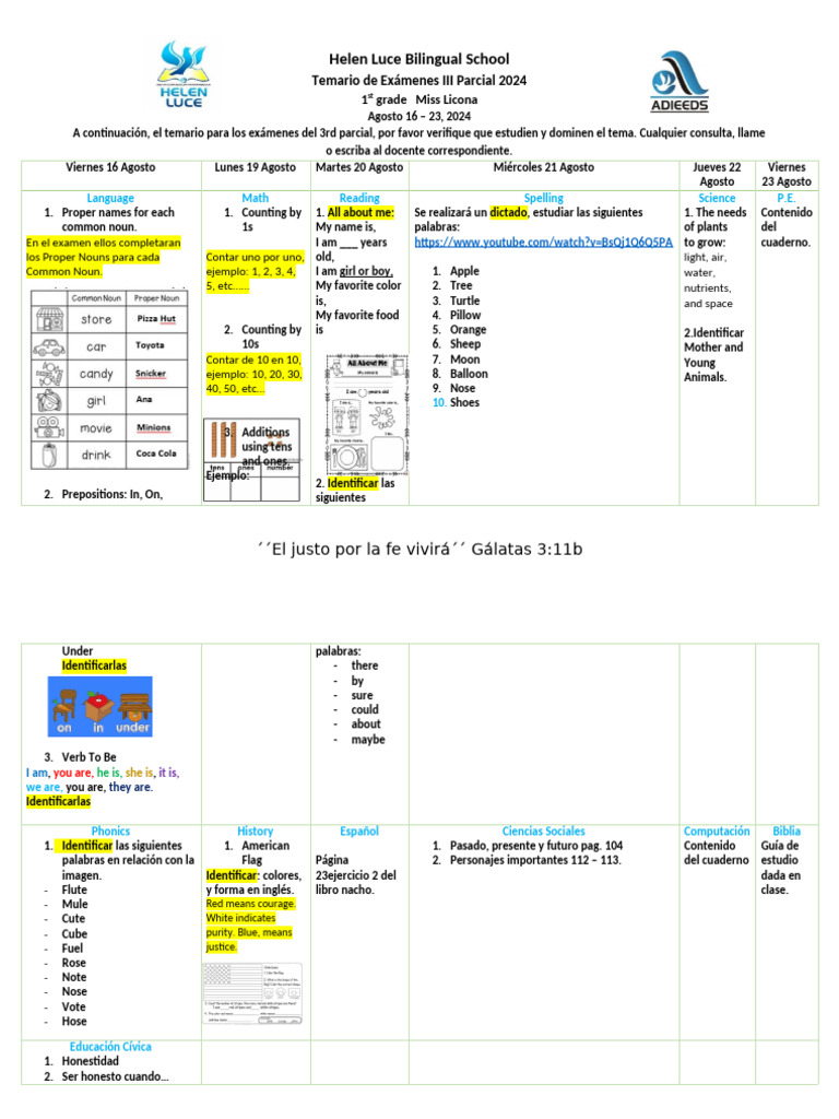 Formato Temarios de Examenes III Partial 2024 | PDF