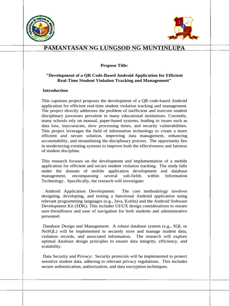 Title Proposal Student Violation Monitoring System | PDF | Computer ...