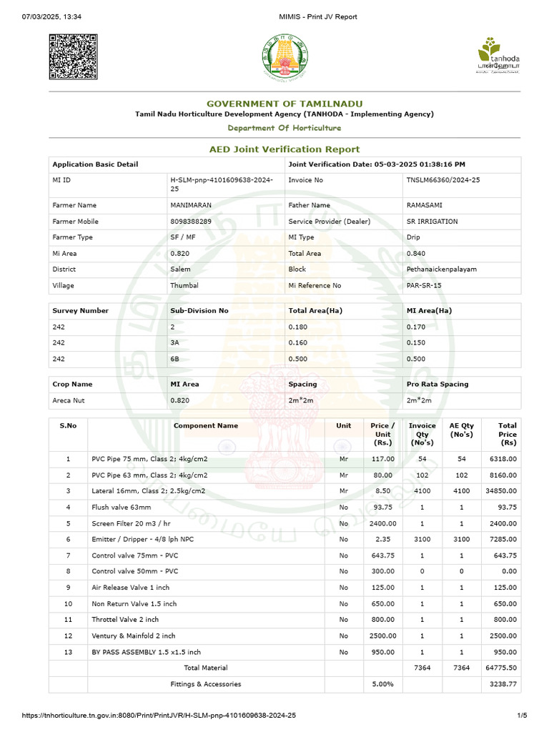 MIMIS - Print JV Report | PDF | Hydraulic Engineering