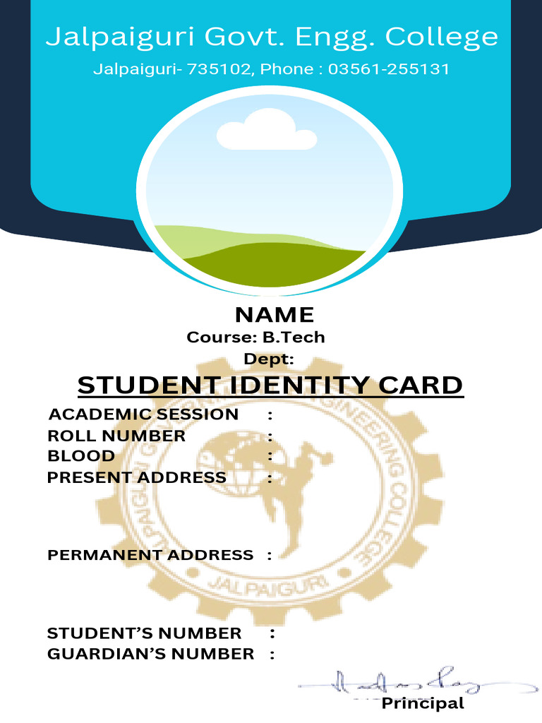 Blue and White Minimalist Portrait Company ID Card (Portrait Company ID ...