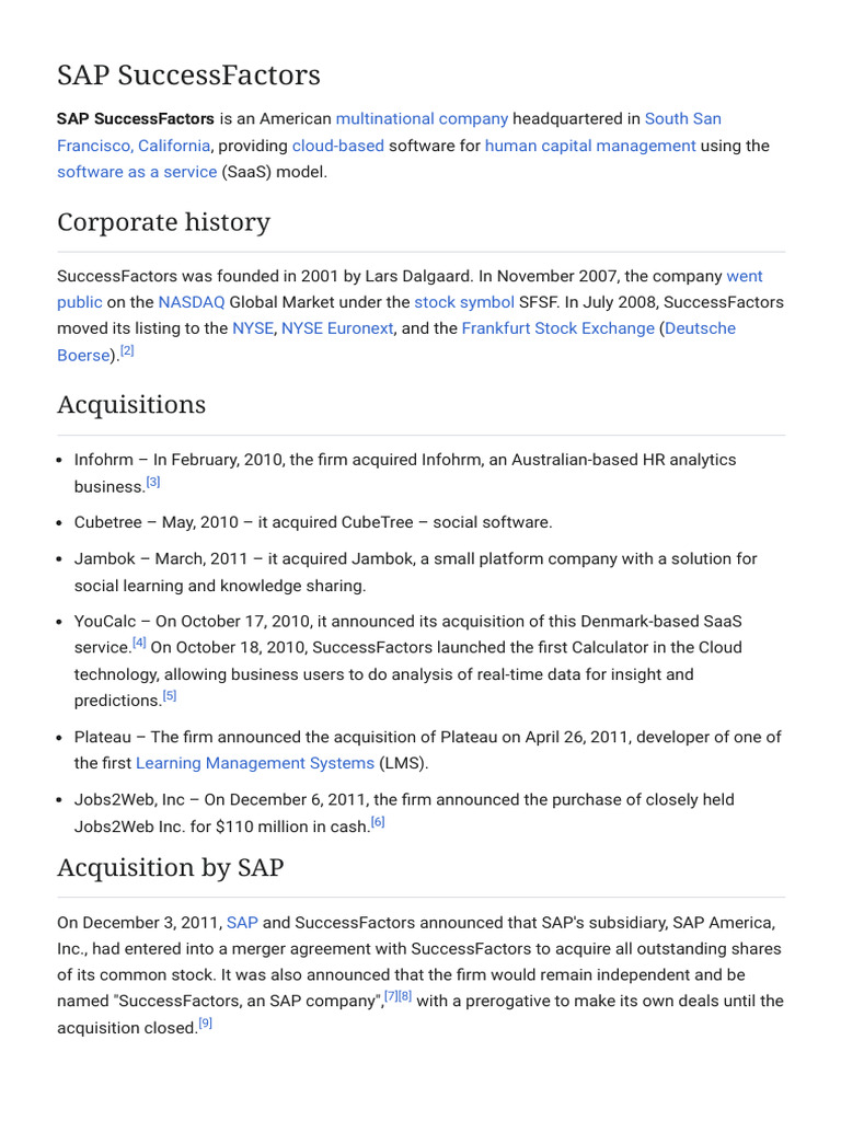 SAP SuccessFactors - Wikipedia | PDF | Sap Se | Companies