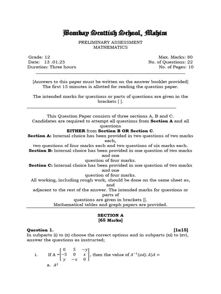 Bss Preliminary Assessment 2024-25 | PDF | Sphere | Applied Mathematics