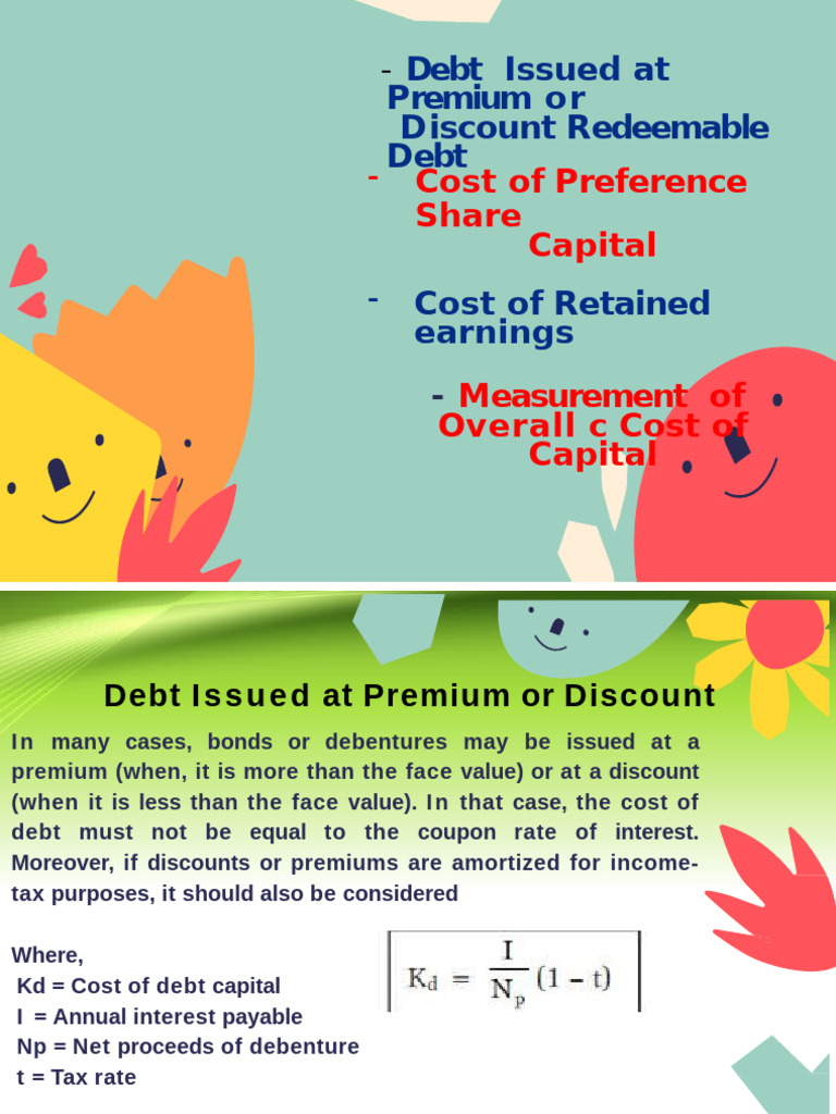Debt Issued @ Premium & Discount, Cost of Preference Share Capital ...