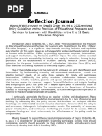 Reflection Journal-A Walkthrough on DepEd Order No. 44 s. 2021 entitled ...