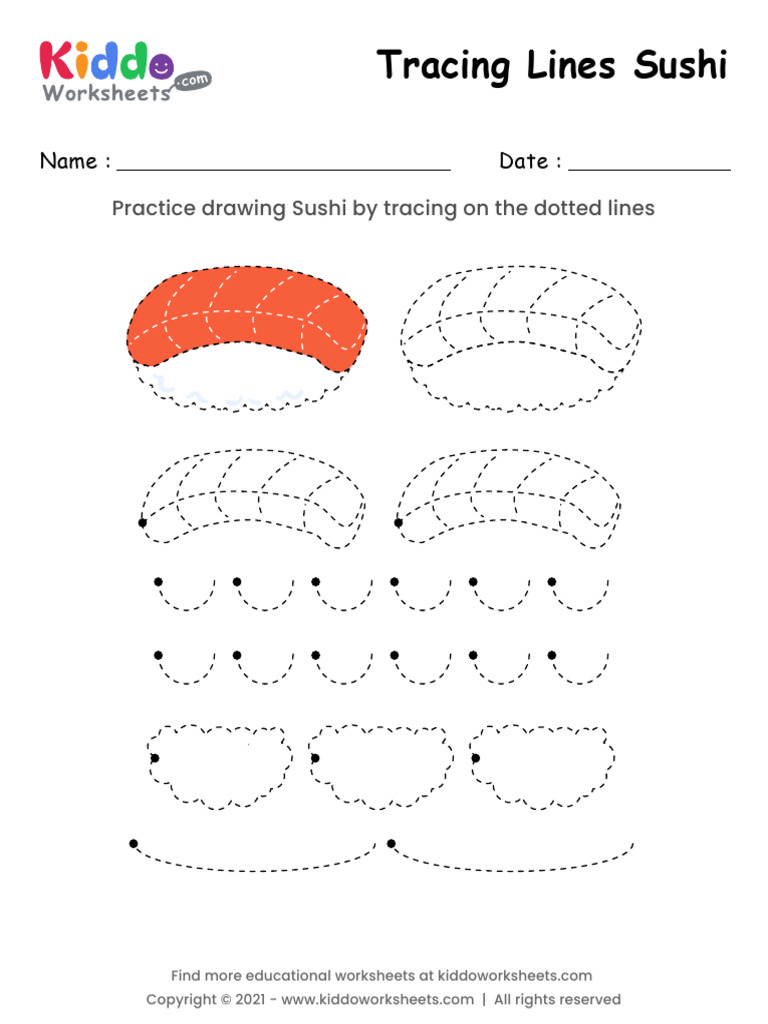 Tracing Lines Sushi Worksheet | PDF