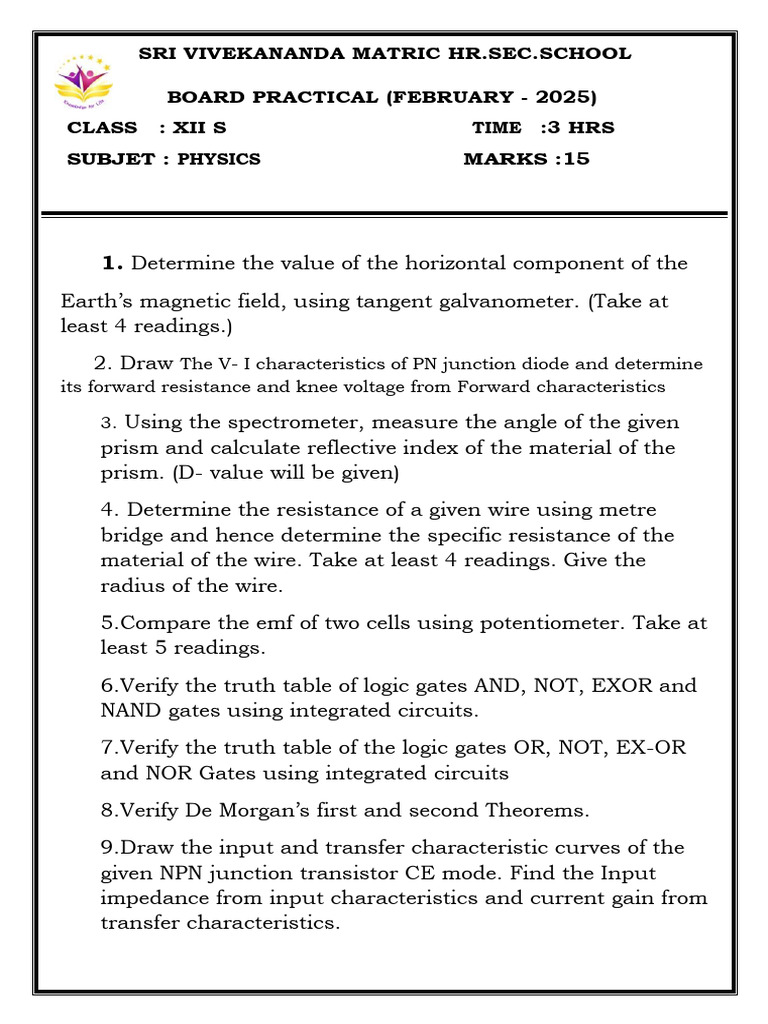 SVS P6 Practical 2025.... | PDF
