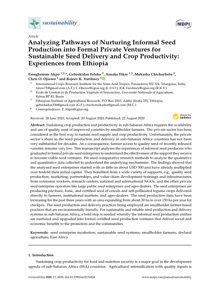 Paper Informal Seed System | PDF | Smallholding | Cereals