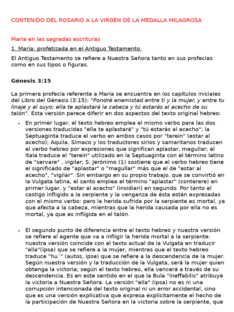 Contenido Del Rosario A La Virgen de La Medalla Milagrosa | PDF | María, madre de Jesús | San José