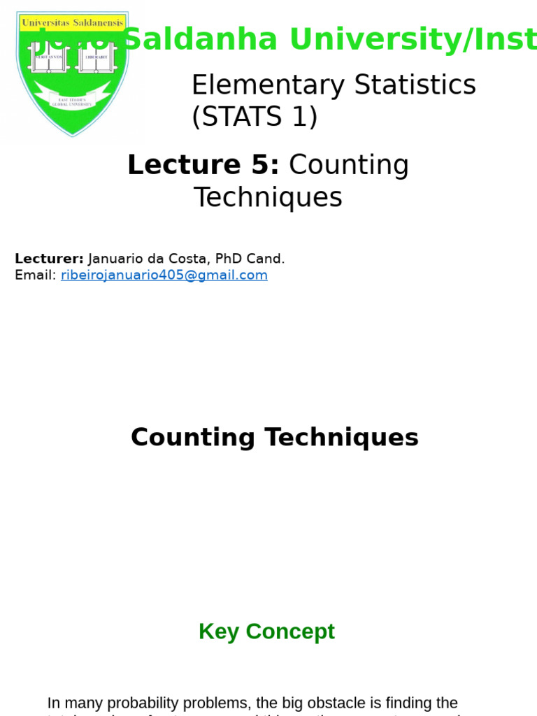 Lecture 4-Counting Techniques and Probability | PDF | Sensitivity And Specificity | Mathematics