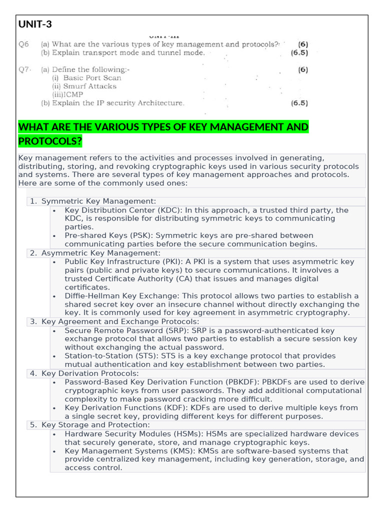 UNIT-3 | PDF | Transmission Control Protocol | Key (Cryptography)