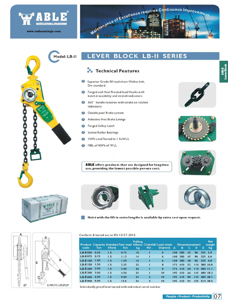 Tecle Ratchet de Palanca Modelo LB Ii | PDF