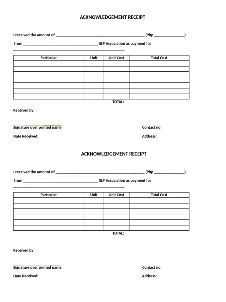 Acknowledgement Receipt | PDF