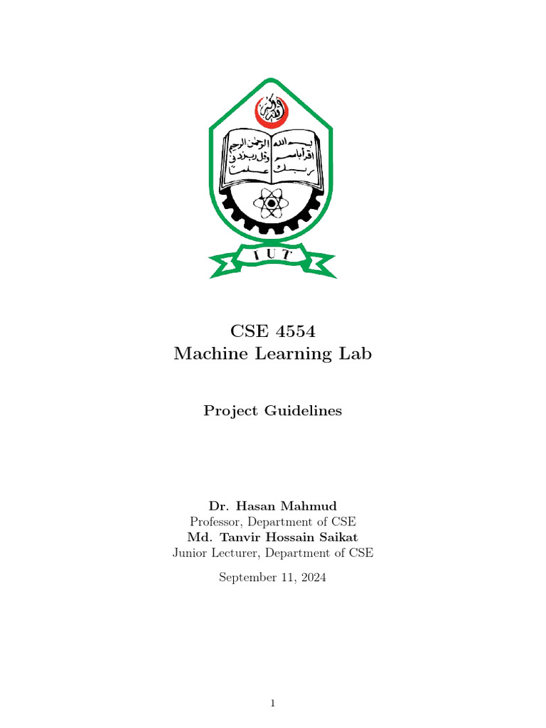 Machine Learning Lab Project Guidelines | PDF | Machine Learning | Deep ...