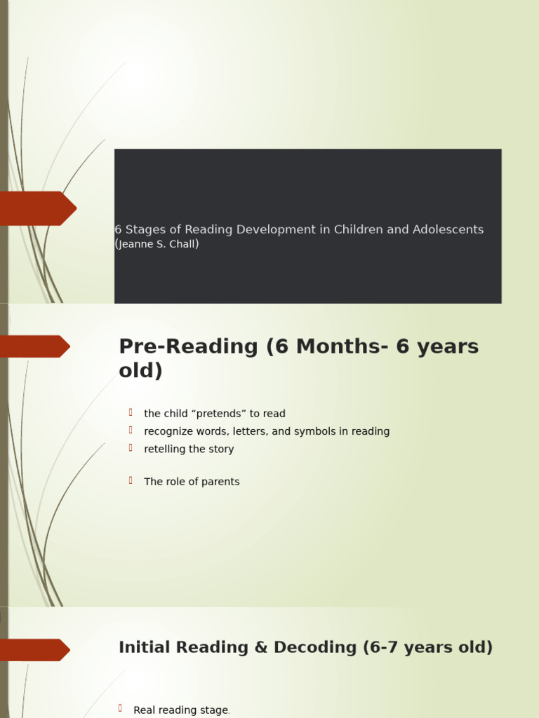 6 Stages of Children Reading Development | PDF