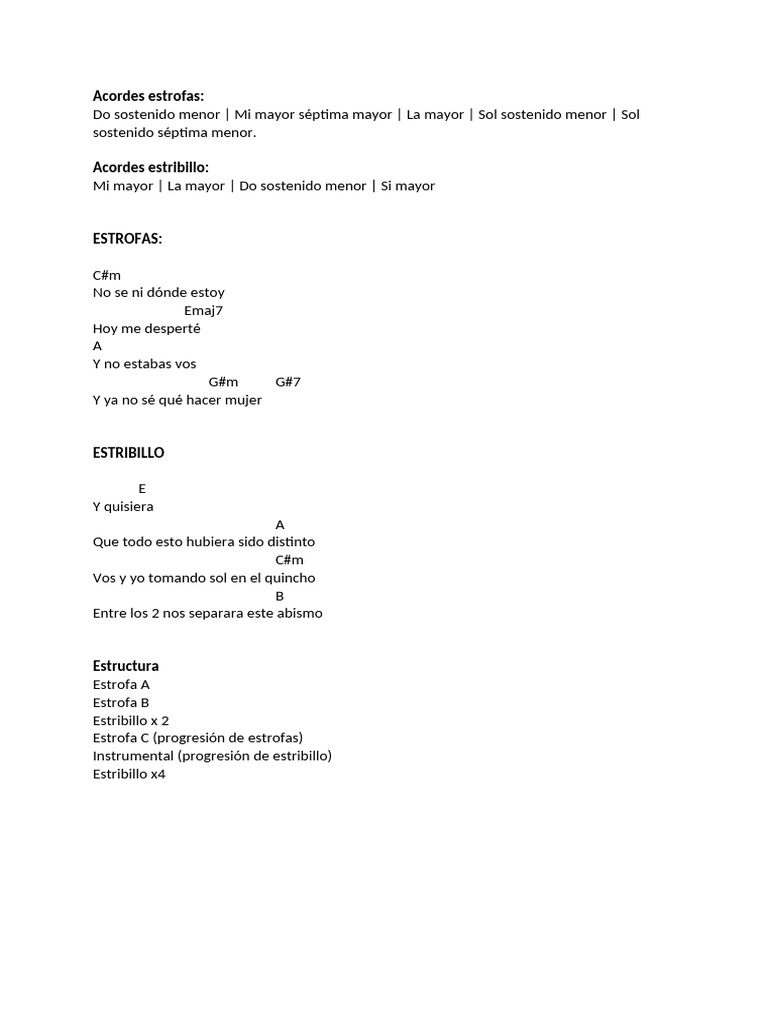 Quisiera - Acordes y Estructura | PDF