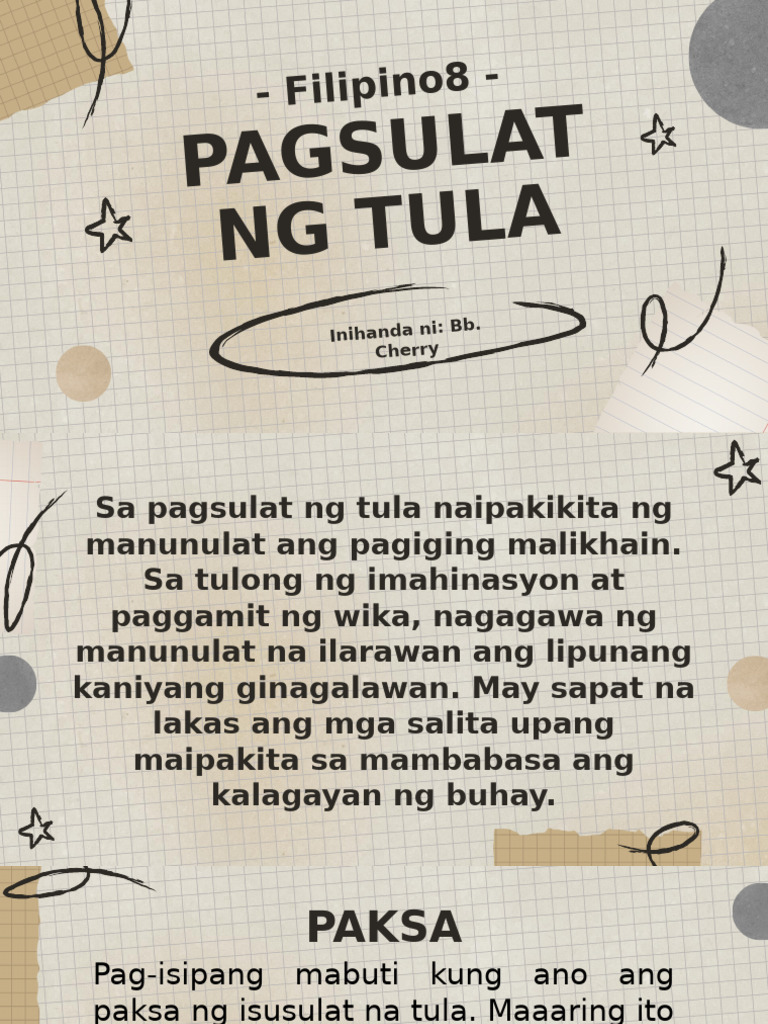 FIL8 Q1 Pagsulat NG Tula | PDF