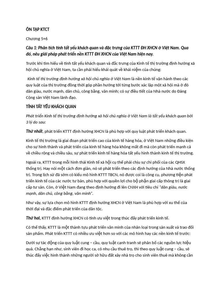 ÔN TẬP KTCT | PDF