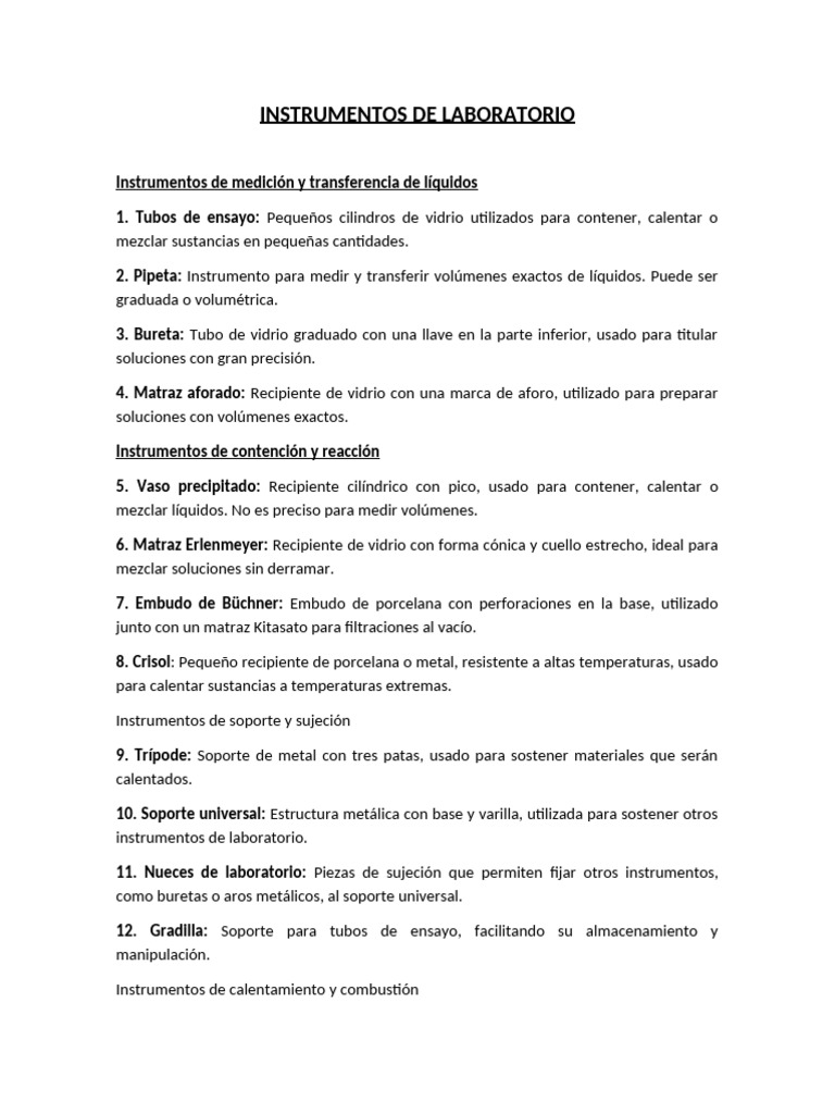 Instrumentos Esenciales de Laboratorio | PDF