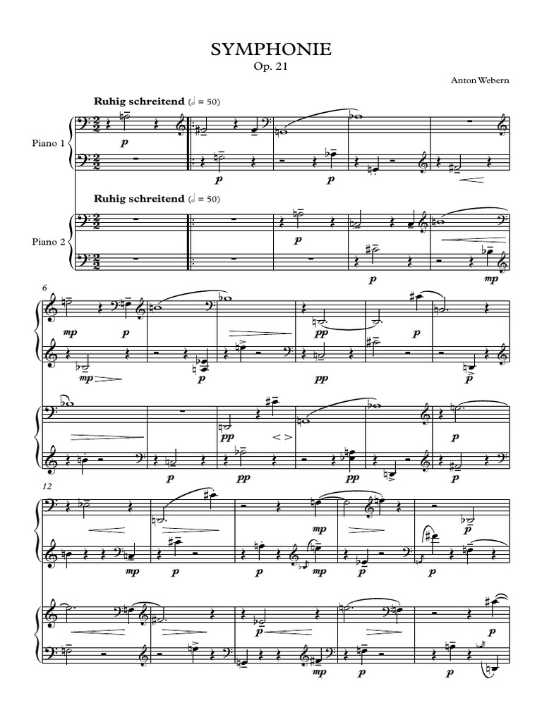 Webern,_Symphony_Op._21,_Two-piano_reduction | PDF