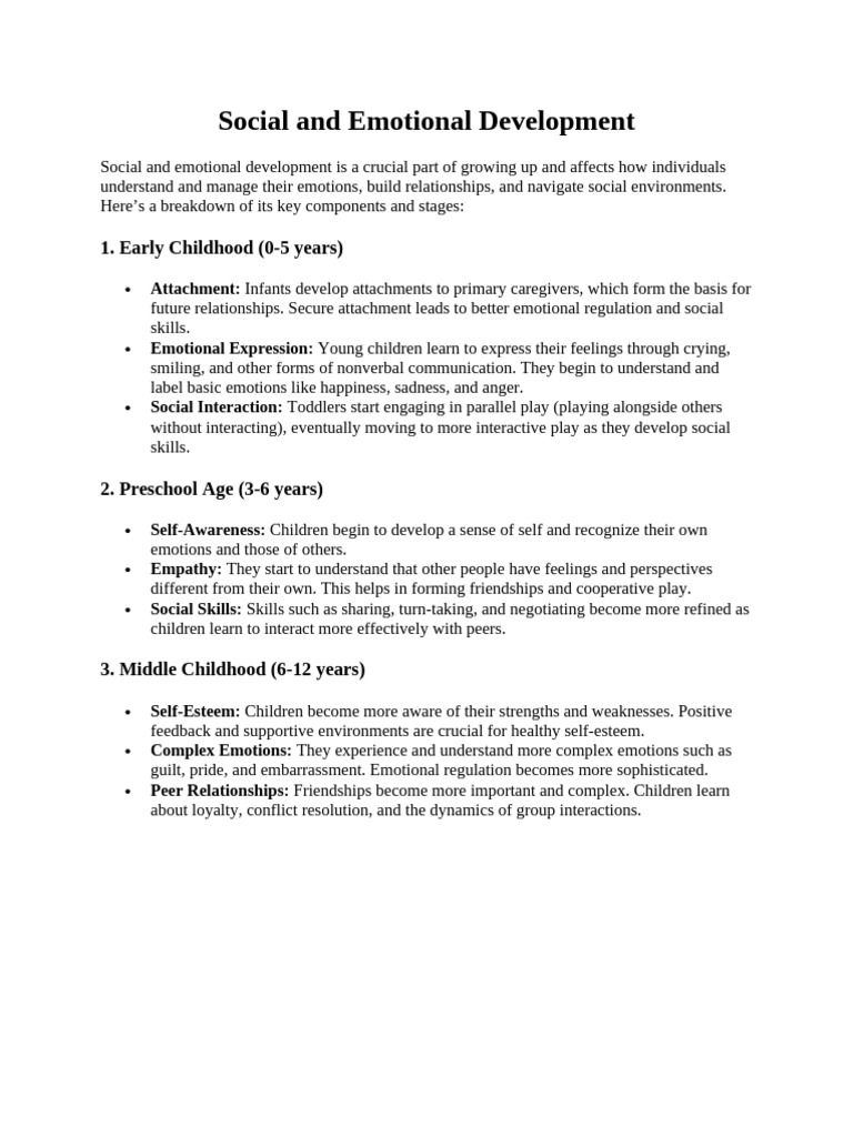 Stages of Social and Emotional Development | PDF | Emotions | Psychology