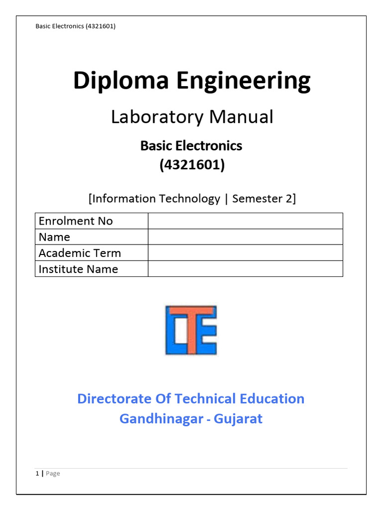 BE - Lab Manual | PDF | P–N Junction | Inductor