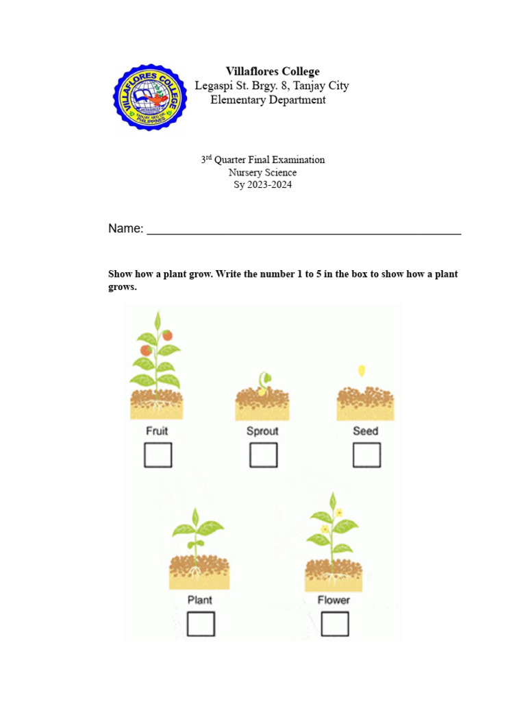 Nursery Science Exam: Plant Growth | PDF
