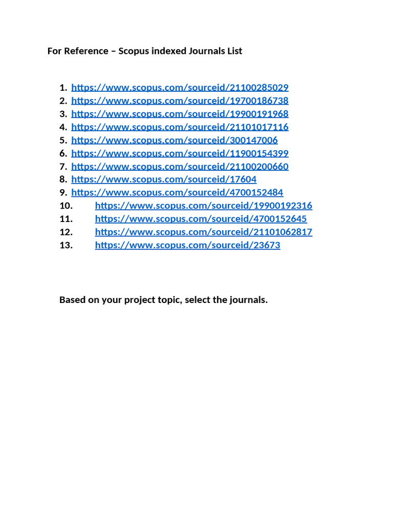 For Reference-Scopus Indexed Journals List-1 | PDF