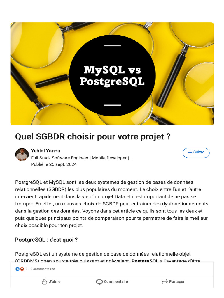 Quel SGBDR Choisir Pour Votre Projet | PDF | MySQL | PostgreSQL