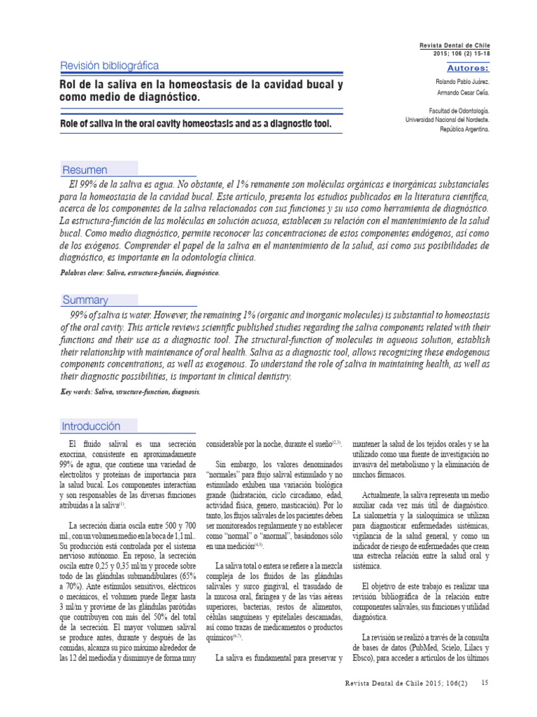 Saliva: Homeostasis y Diagnóstico Oral | PDF | Saliva | Factor de ...